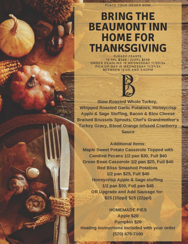 Fine Dining in Dallas and Back Mountain PA | The Beaumont Inn